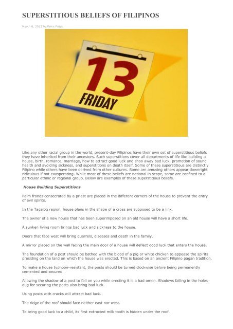 SUPERSTITIOUS BELIEFS OF FILIPINOS Philippine Culture superstitious-beliefs-of-filipinos-philippine-culture