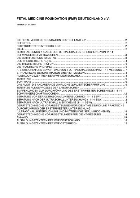 FETAL MEDICINE FOUNDATION (FMF) DEUTSCHLAND e.V.