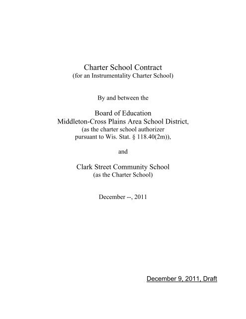 Charter School Contract - Middleton Cross Plains Area School District