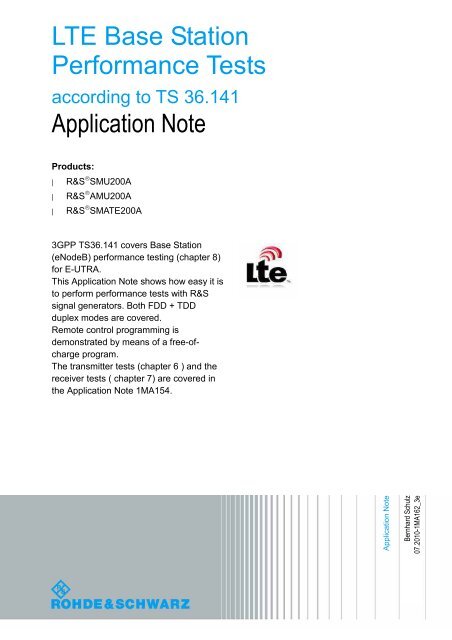 LTE Base Station Tests - Rohde & Schwarz