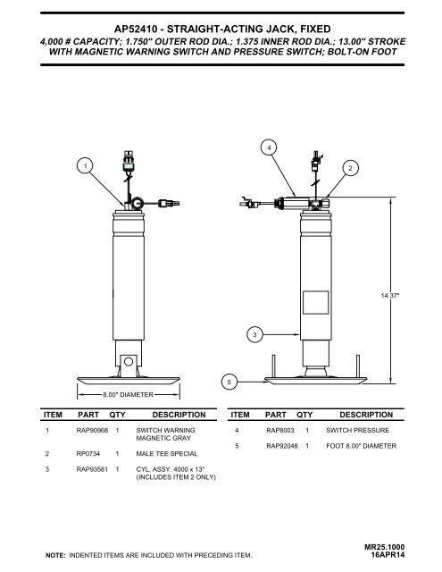 AP7786 - STRAIGHT - ACTING JACK, FIXED ... - HWH Corporation