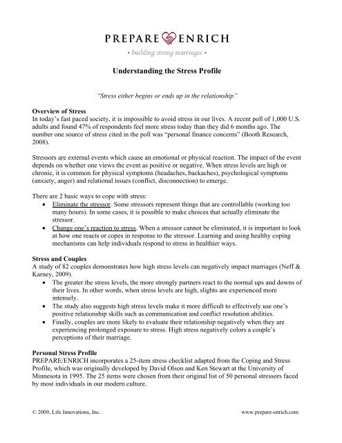 Personal Stress Profile in the Customized Version ... - Prepare-Enrich