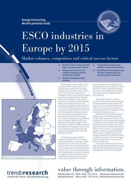 ESCO industries in Europe by 2015 - trend:research