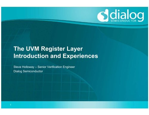 The UVM Register Layer Introduction and Experiences - Test and ...
