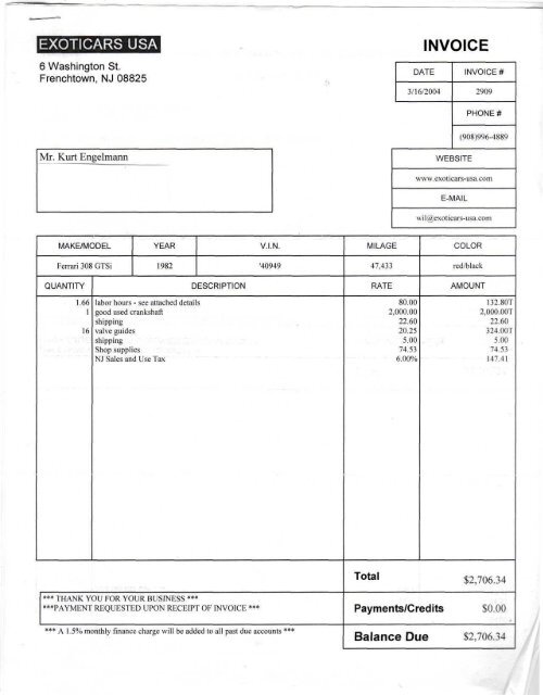 INVOICE - My Formula 5000