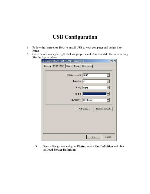 USB Configuration - Advanced Plotting Devices