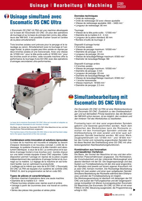 Simultanbearbeitung mit Escomatic D5 CNC Ultra Usinage ...