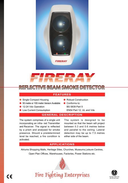 Reflective beam detector FireRay 50R & 100R