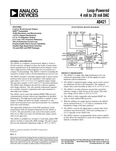 AD421 data sheet - Analog Devices