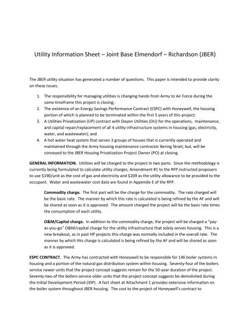 Utility Information Sheet - MWH Real Estate Services