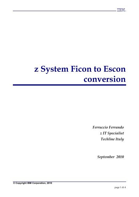 z System Ficon to Escon conversion - IBM