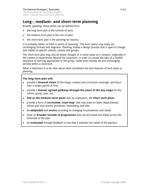 Long-, medium- and short-term planning