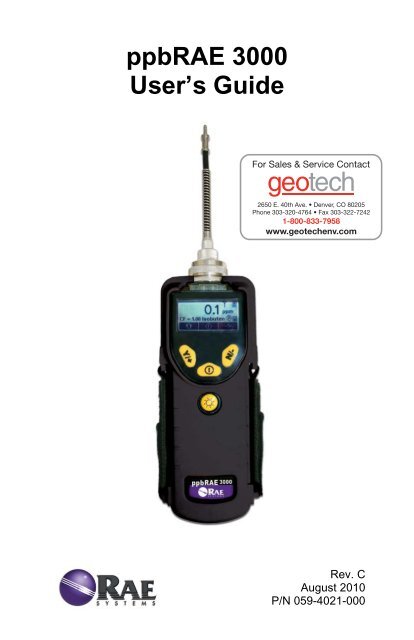 RAE ppbRAE 3000 User's Guide - Geotech