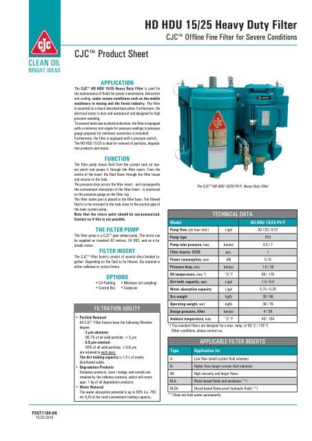CJC HD HDU 15/25 Heavy Duty Filter - Cjc.dk