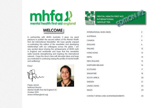 MHFA International Newsletter, Edition #2 - Mental Health First Aid
