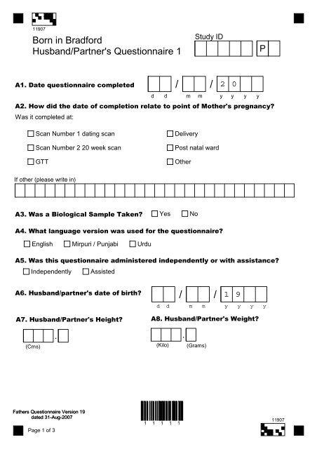 Baseline Questionnaire - Born in Bradford