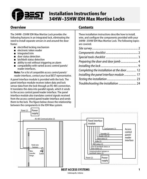 Installation Instructions for IDH Max Mortise Locks - Best Access ...