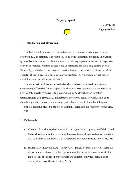 Project proposal U18947483 Ugwiyeon Lee 1. Introduction and ...