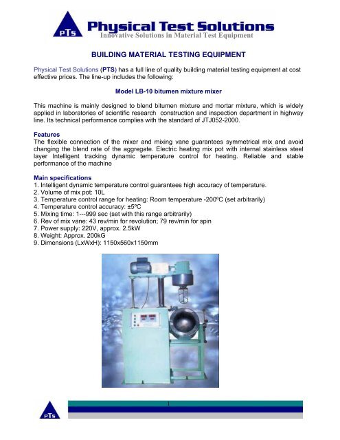 BUILDING MATERIAL TESTING EQUIPMENT ... - Cientec.com