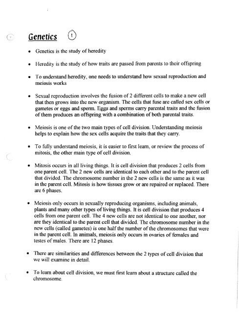 Genetics booklet 1.pdf - Mrs Stovel