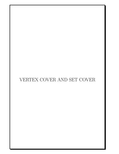 VERTEX COVER AND SET COVER
