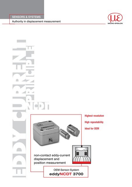 Eddy current sensors for displacement, distance and position