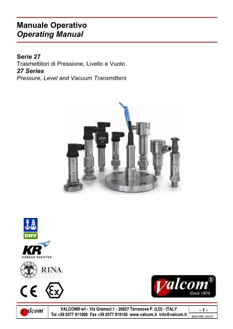 Manuale Operativo Operating Manual - Valcom.it
