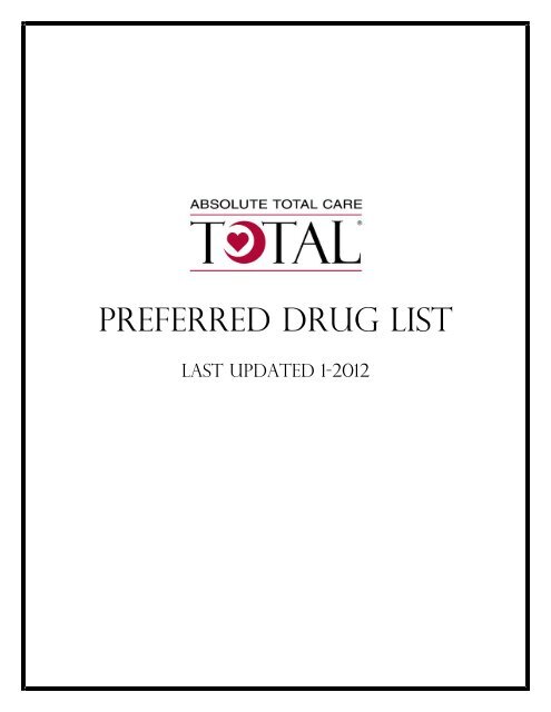 PREFERRED DRuG LIST - Absolute Total Care