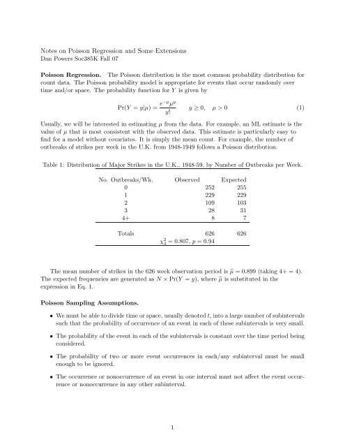 Notes on Poisson Regression and Some Extensions