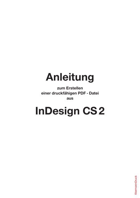 Anleitung Indesign CS 2