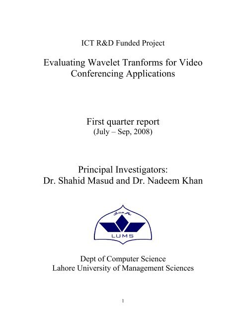 First quarter achievement - Suraj @ LUMS - Lahore University of ...