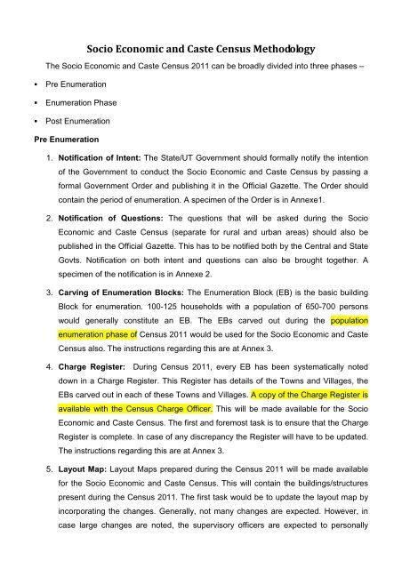 Socio Economic and Caste Census Methodology - Ministry of ...
