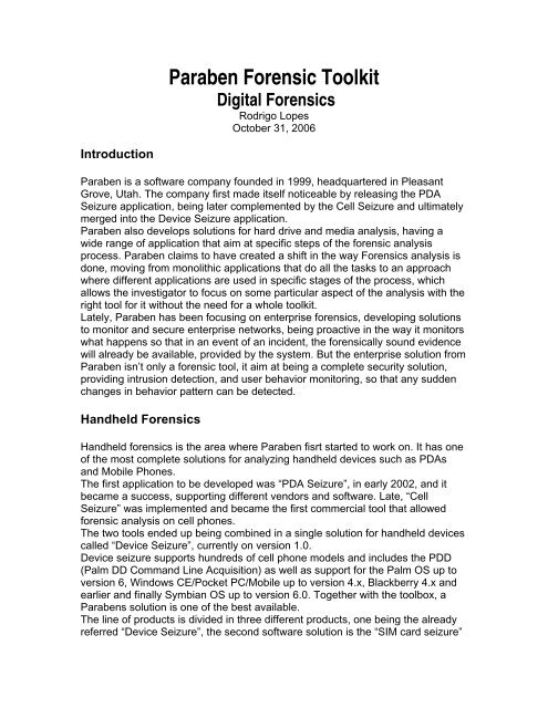 Paraben Forensic Toolkit