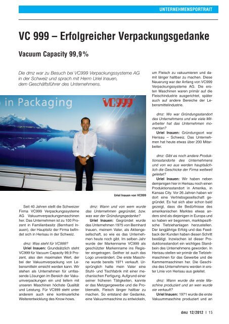 VC 999 â€“ Erfolgreicher Verpackungsgedanke Vacuum Capacity 99,9