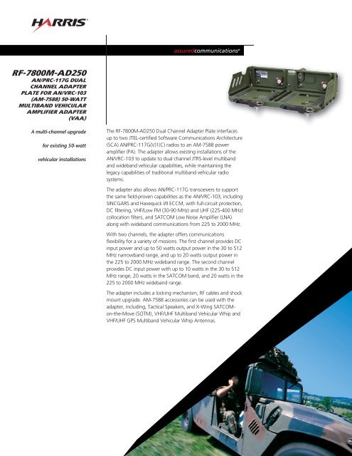 RF-7800M-AD250 AN/PRC-117G Dual Channel Adapter Plate for ...