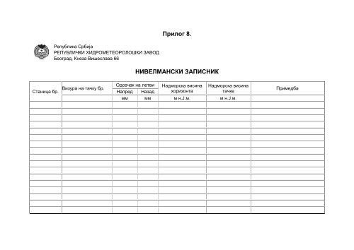 Obrazac Prilog 8. - NIVELMANSKI ZAPISNIK - Paragraf