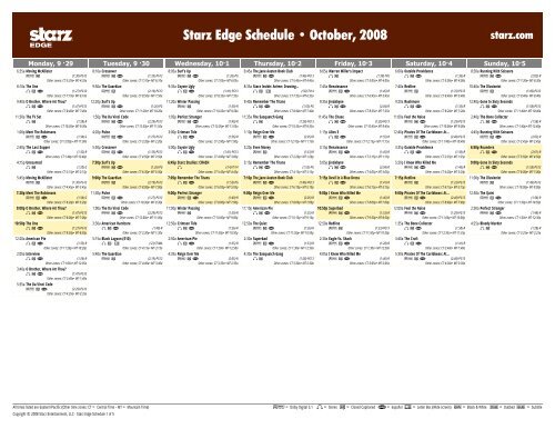 Starz Edge - October, 2008 Schedule