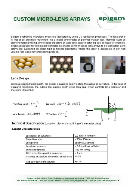 CUSTOM MICRO-LENS ARRAYS - Epigem