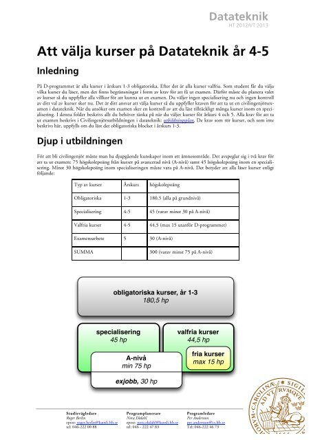 Att välja kurser på Datateknik år 4-5 - Student LTH - Lunds Tekniska ...