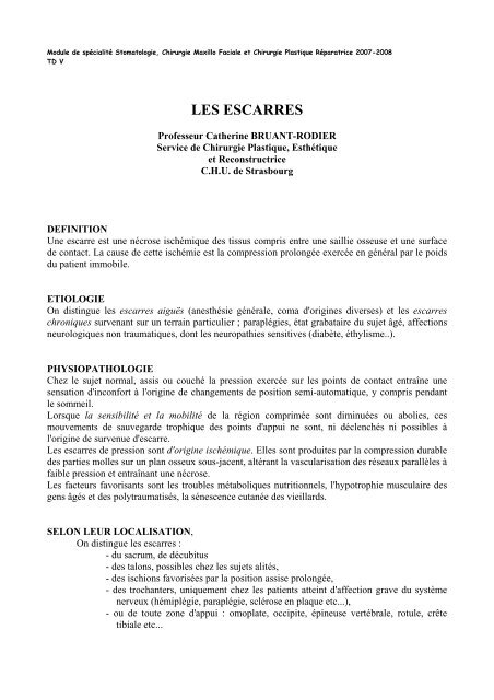 Les escarres TD V