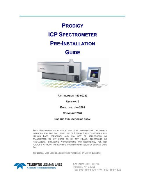 Prodigy Site Planner - Teledyne Leeman Labs