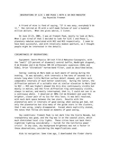 Observations of GJJC 1 and Pease 1 with a 10-inch Maksutov