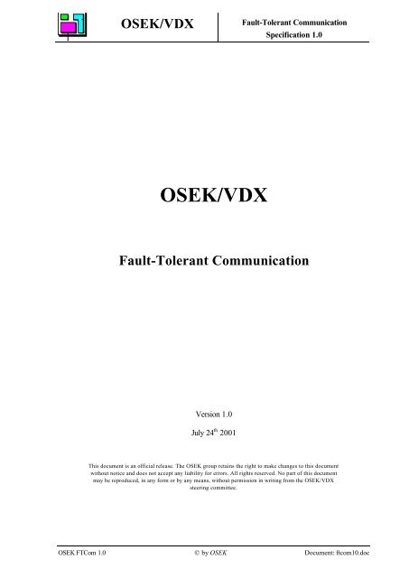 Version 1.0 - OSEK/VDX