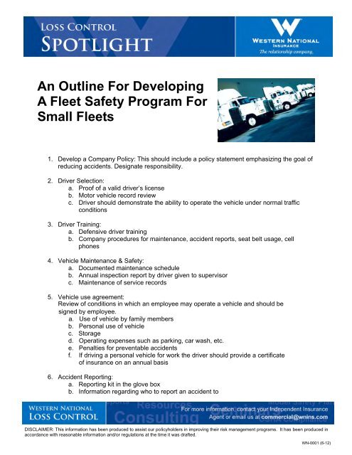 An Outline For Developing A Fleet Safety Program For Small Fleets An Outline For Developing A Fleet Safety Program For Small Fleets