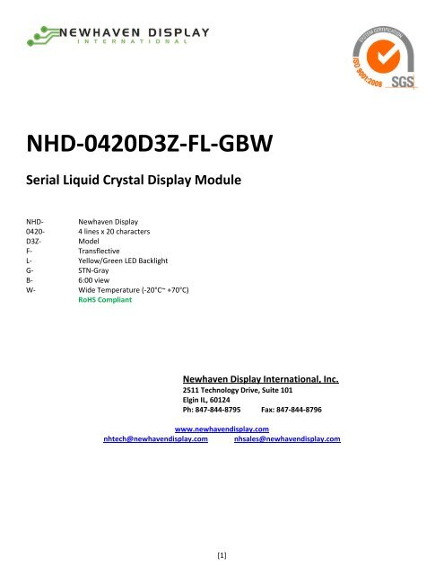 NHD-0420D3Z-FL-GBW - NewHaven Display