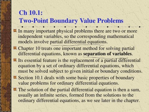 TwoPoint Boundary Value Problems TwoPoint Boundary Value Problems
