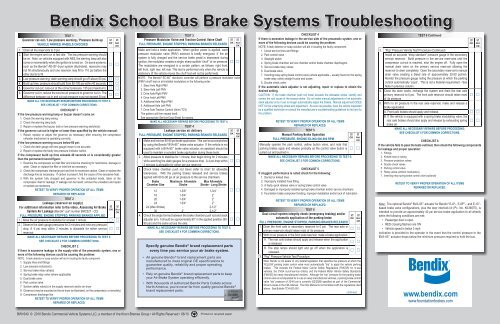 Bendix School Bus Brake Systems Troubleshooting