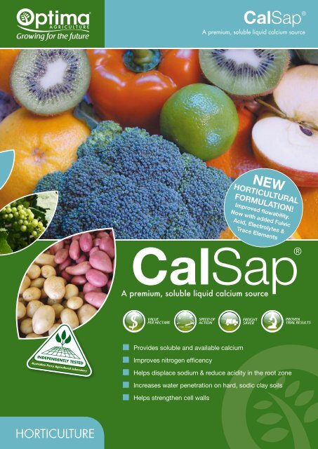 CalSap for Horticulture brochure - Optima Agriculture