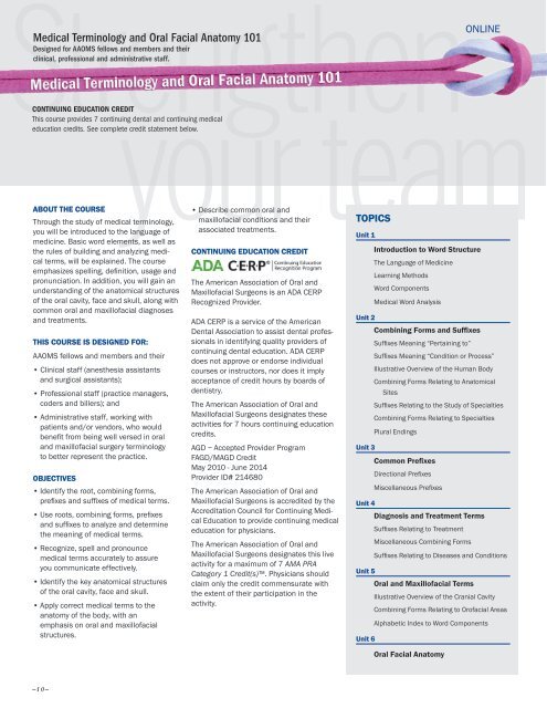 Medical Terminology For Face