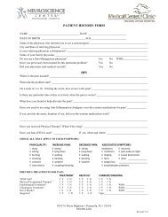 PATIENT INTAKE FORM - Medical Center Clinic